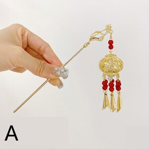 Glowing Palace Lantern Hair Stick With Tasselnew Year Metal - Etsy