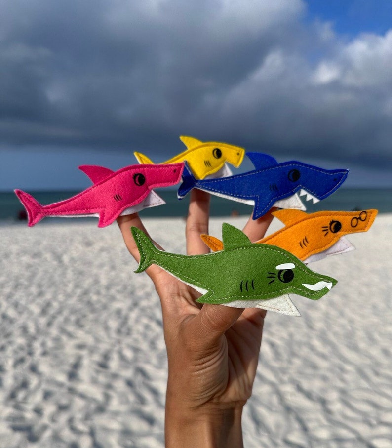 Shark Felt Finger Puppets: Montessori Baby Toys, Sea Creatures - Etsy