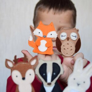 Felt Forest Finger Puppets: Woodland Animal Toys, Montessori Gift - Etsy