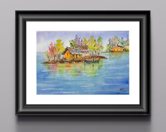 River House Drawing - Etsy