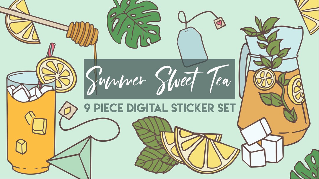 Summer Sweet Tea Digital Sticker Pack - Etsy
