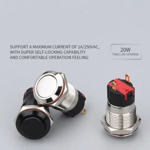 Premium 12mm 4-pin Push Button Switches - Momentary, Latching, Self ...