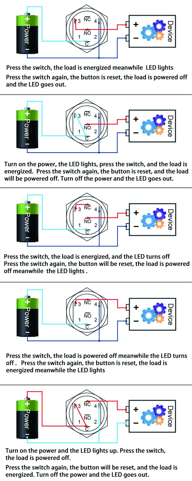 12mm 16mm 19mm 22mm Silver Push Button Switch Momentary - Etsy