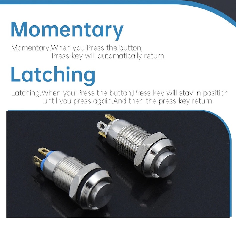 8mm Push Button Switch Momentary Latching LED 4pin Car Horn Switch Boat ...