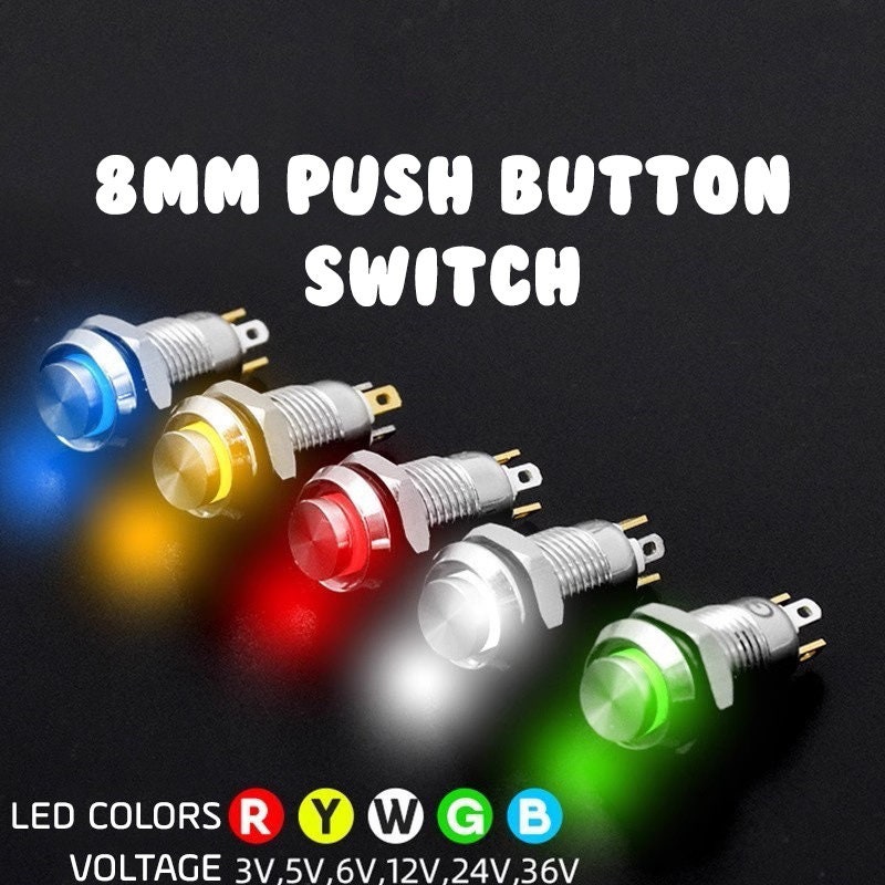8mm Push Button Switch Momentary Latching LED 4pin Car Horn Switch Boat ...