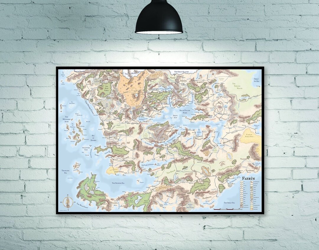 Map of Faerun Poster, Room Decoration Home Decoration Art Poster ...