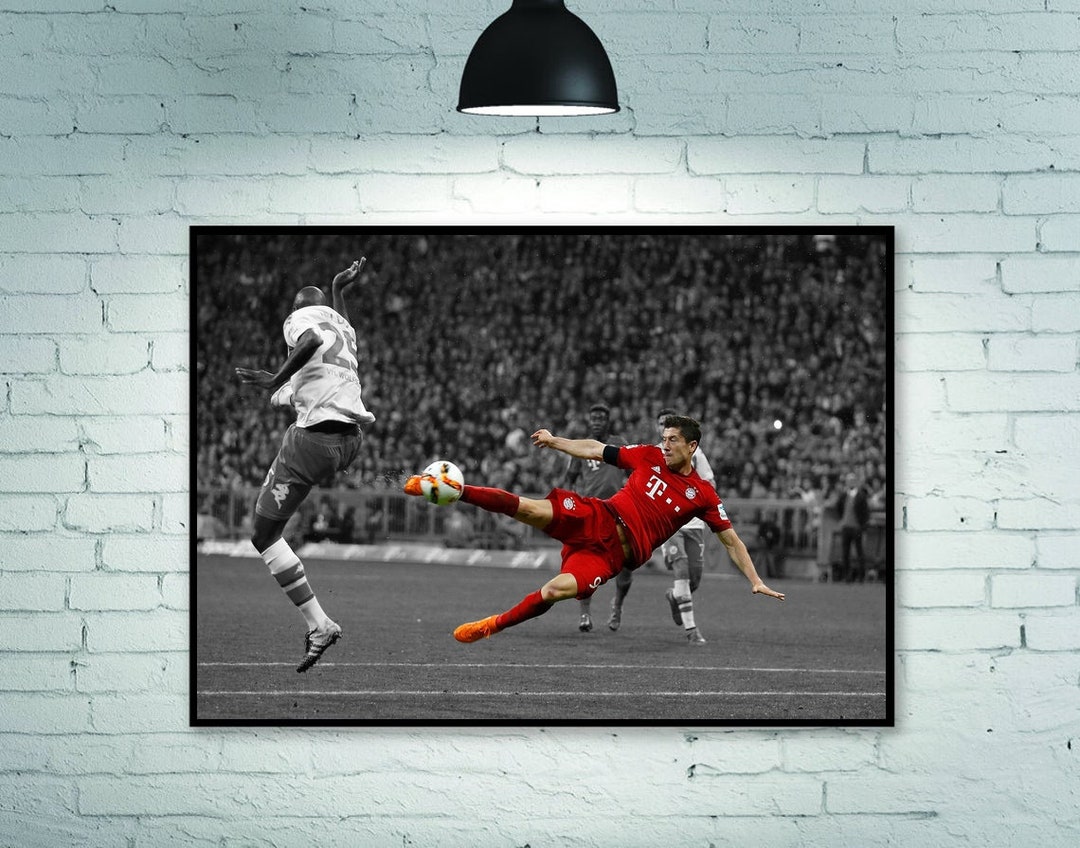Robert Lewandowski Poster, Brilliant Shot to Score, Football Poster ...