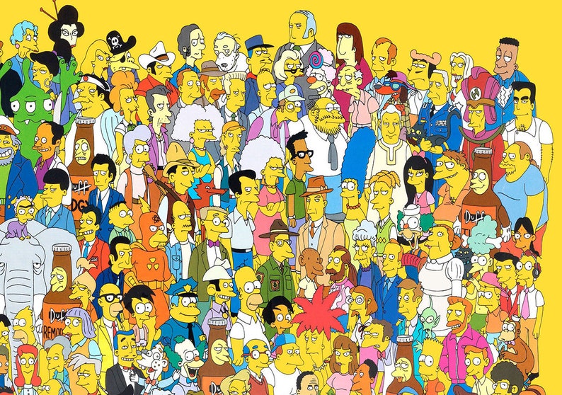 List of All the Characters of the Simpsons Poster Wall | Etsy