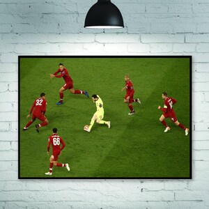 Lionel Messi Poster, Messi Surrounded by Five Liverpool Defenders ...
