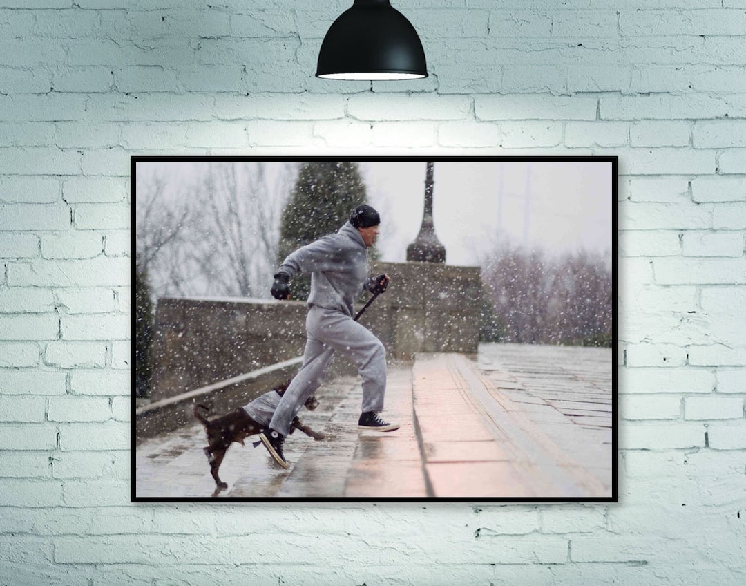 Rocky Balboa Poster, Rocky Run Stair Training in Heavy Snow, Movie ...