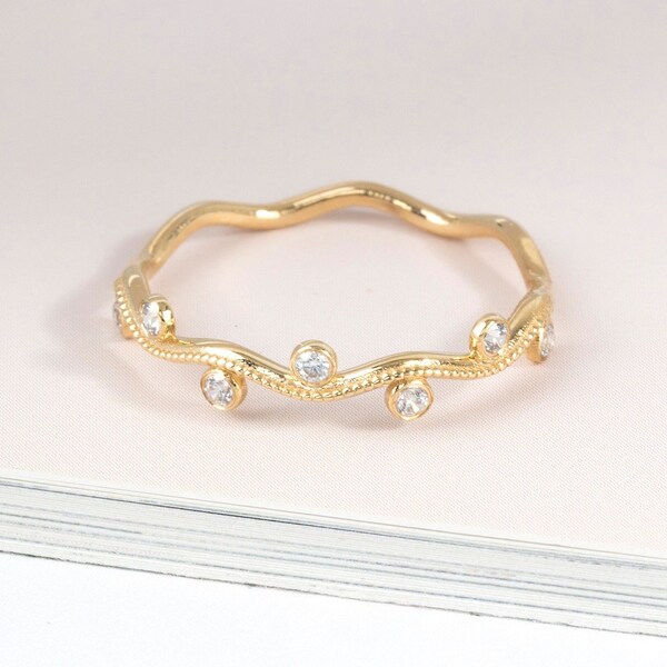 Diamond Wave Ring - Etsy