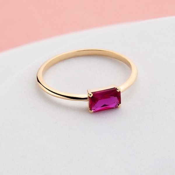 Ruby Gold Ring - Etsy