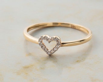 Gold Heart Ring - Etsy