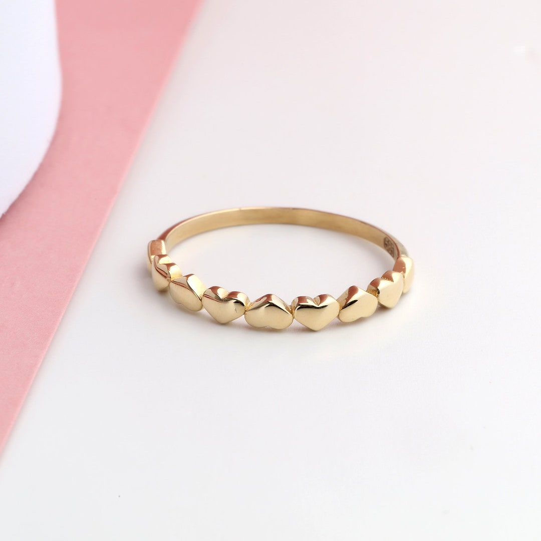 14K Solid Gold Heart Ring, Designer Heart Ring, Unique Heart Ring ...