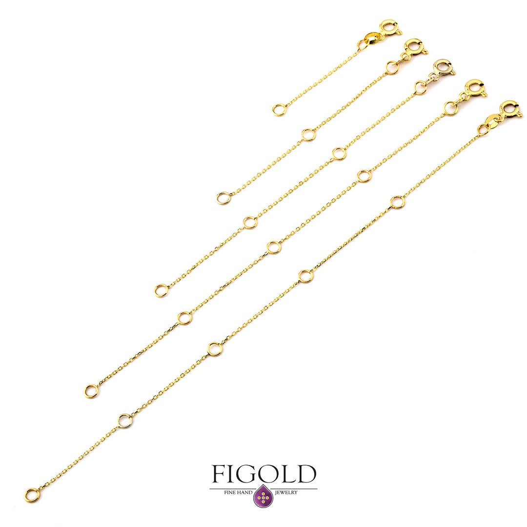 14K Solid Gold Necklace or Bracelet Extender - Removal Solid Gold Link ...