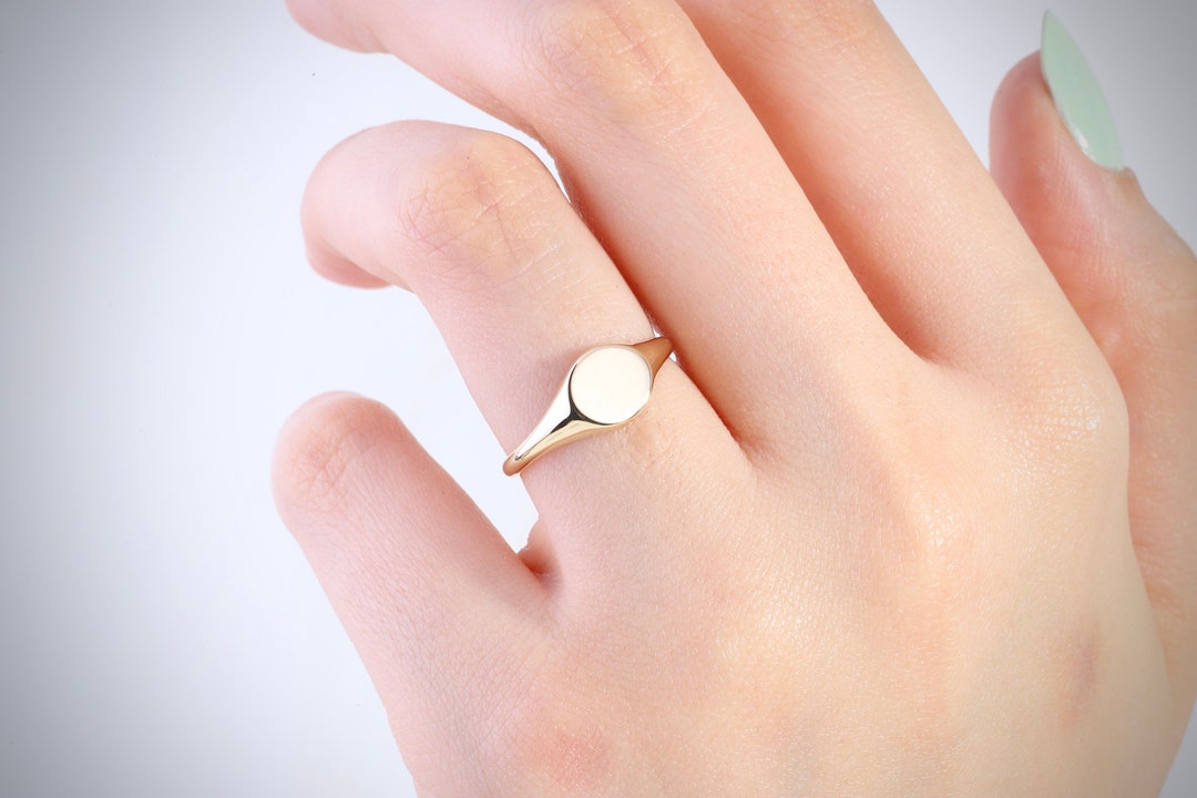 14K Gold Engraved Signet Ring / Handmade Signet Ring / Gold Signet Ring ...