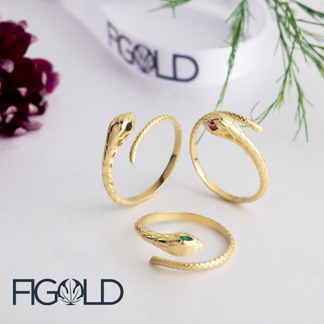 Unique Snake Design Engagement Ring Natural Diamond Bridal Ring Solid ...