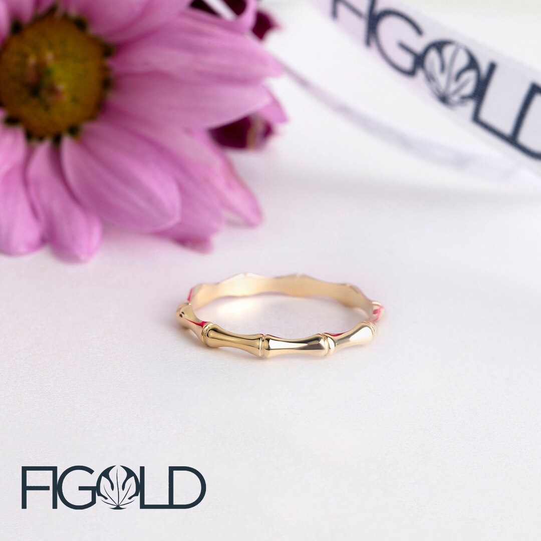 Solid Gold Bamboo Ring, Designer Bamboo Ring, Unique Bamboo Ring ...
