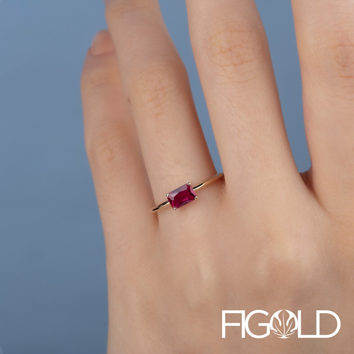 14K Solid Gold Ruby Ring Ruby Art Deco Ring Ruby Stone Ring - Etsy