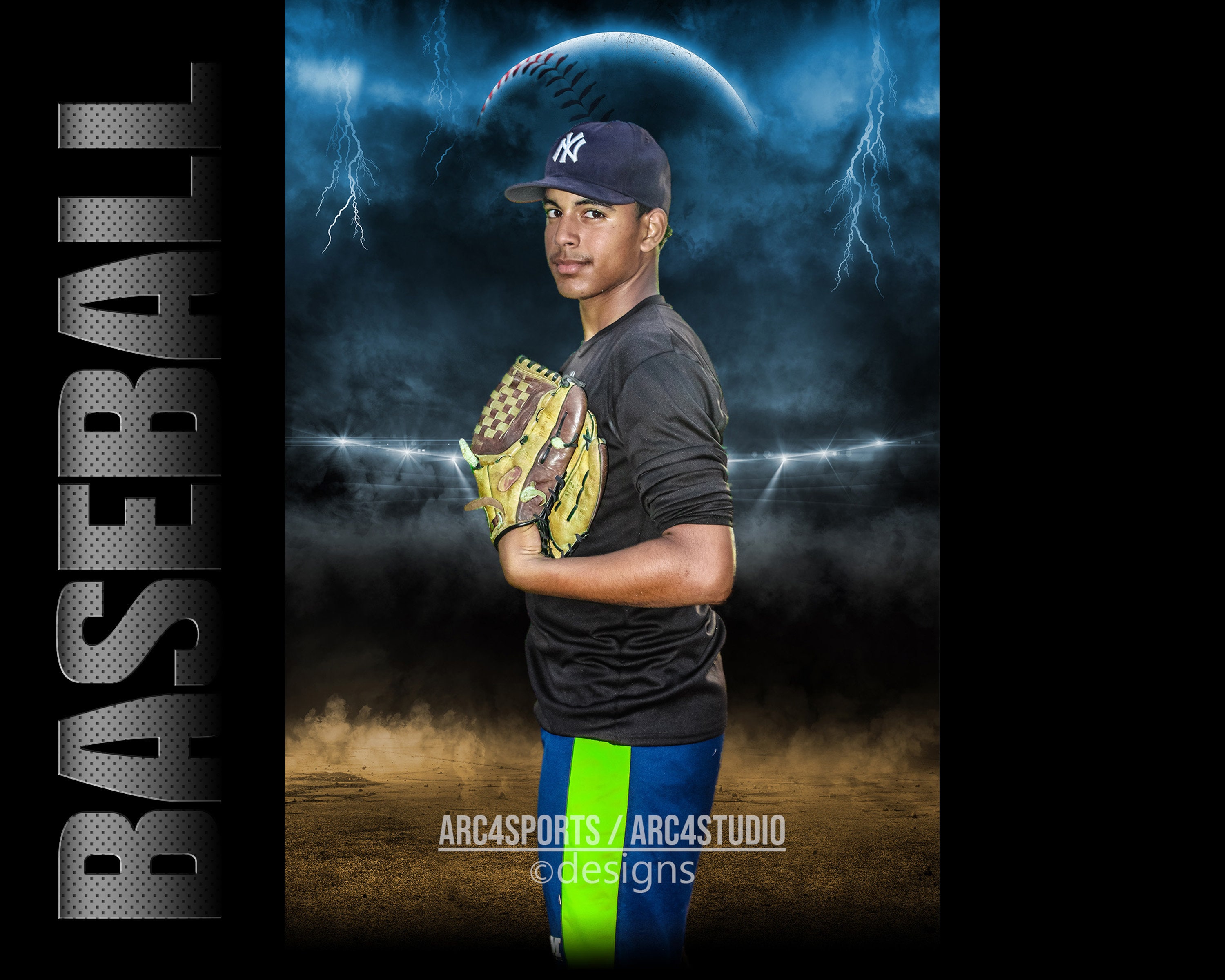 Baseball THUNDER Digital Background | Etsy
