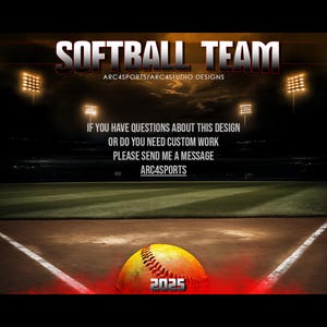 8x10 Horizontal Softball Team Psd Template Customizable Sports