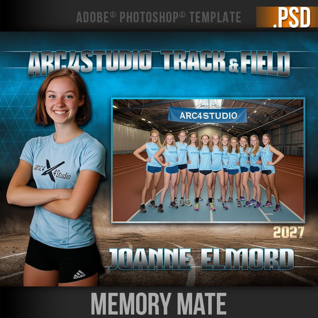 Track and Field Memory Mate 8x10 Template | Editable PSD With Photo ...