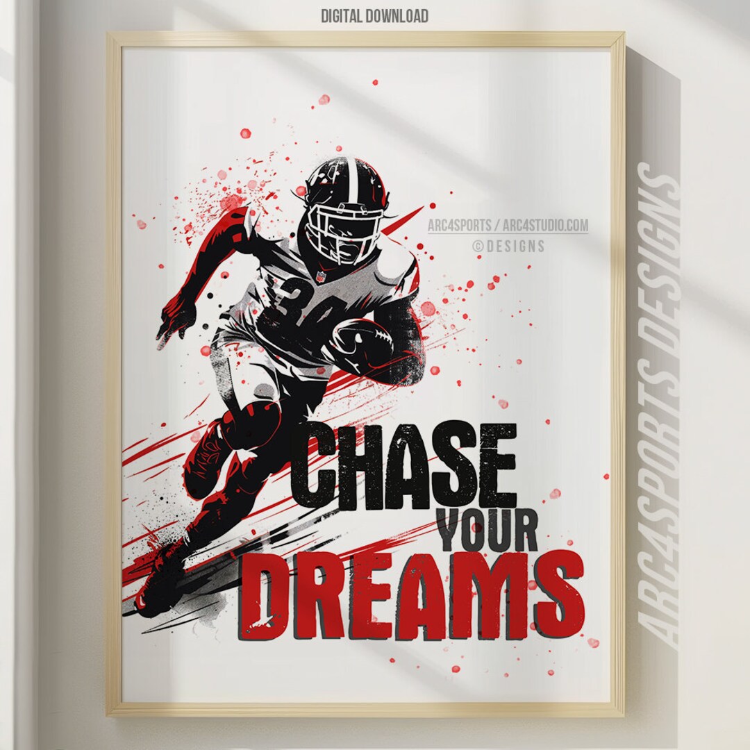 Personalized Motivational Sports Poster | Custom Number | Football ...