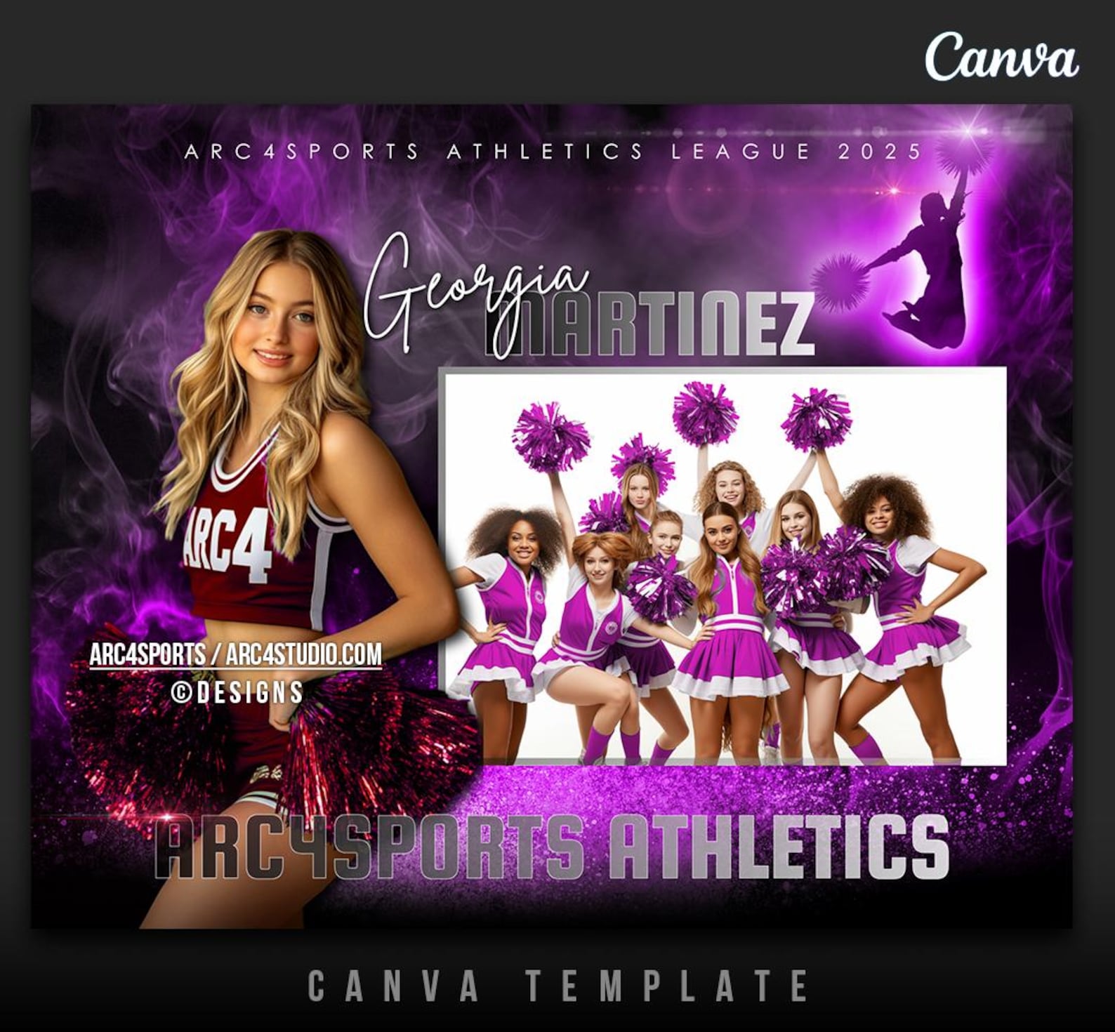 Cheerleading Memory Mate Canva Template Editable Sports Photo Layout ...