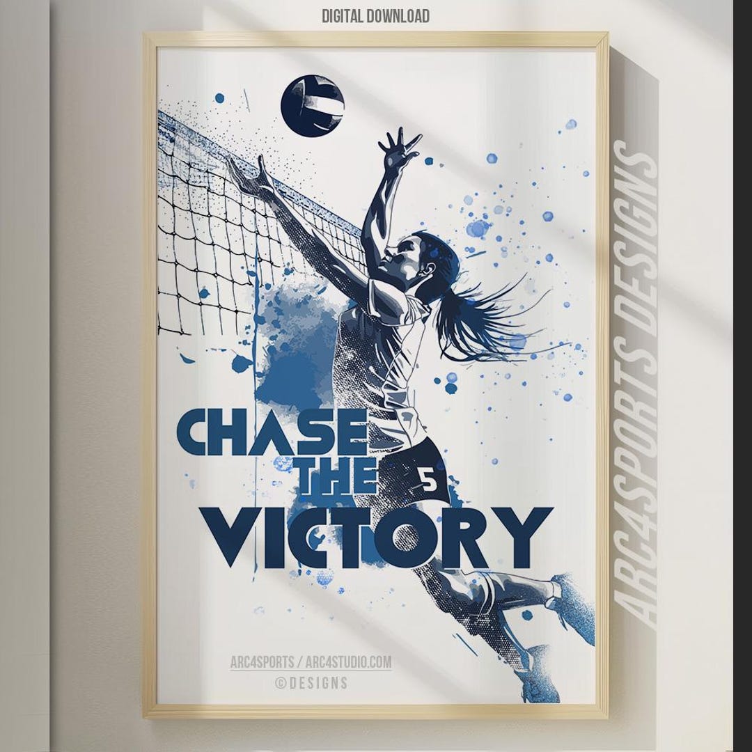 Custom Volleyball Poster for Girls | Personalized Name & Number ...