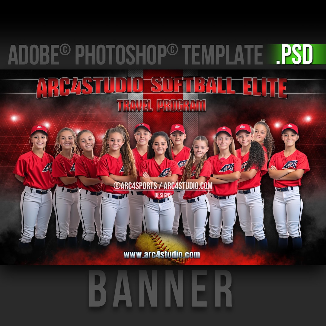 Softball Team Banner Template: 6x4 Ft Travel Ball Photo Design (digital ...