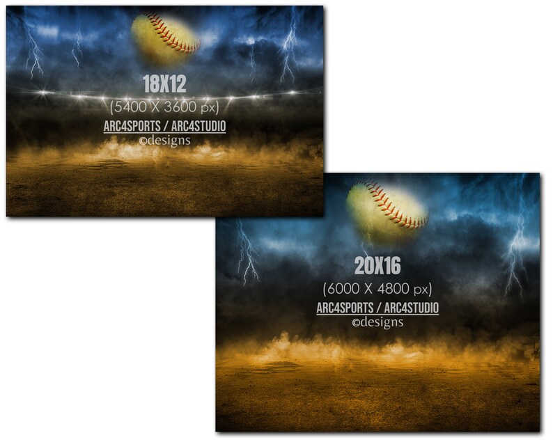 Softball THUNDER LIGHTNING Horizontal Digital Backgrounds - Etsy