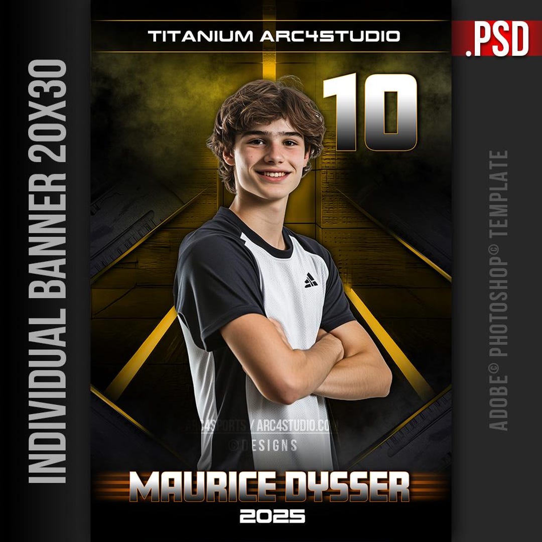 Athlete Poster Template: 20x30 Sports Banner Design (photoshop Digital ...