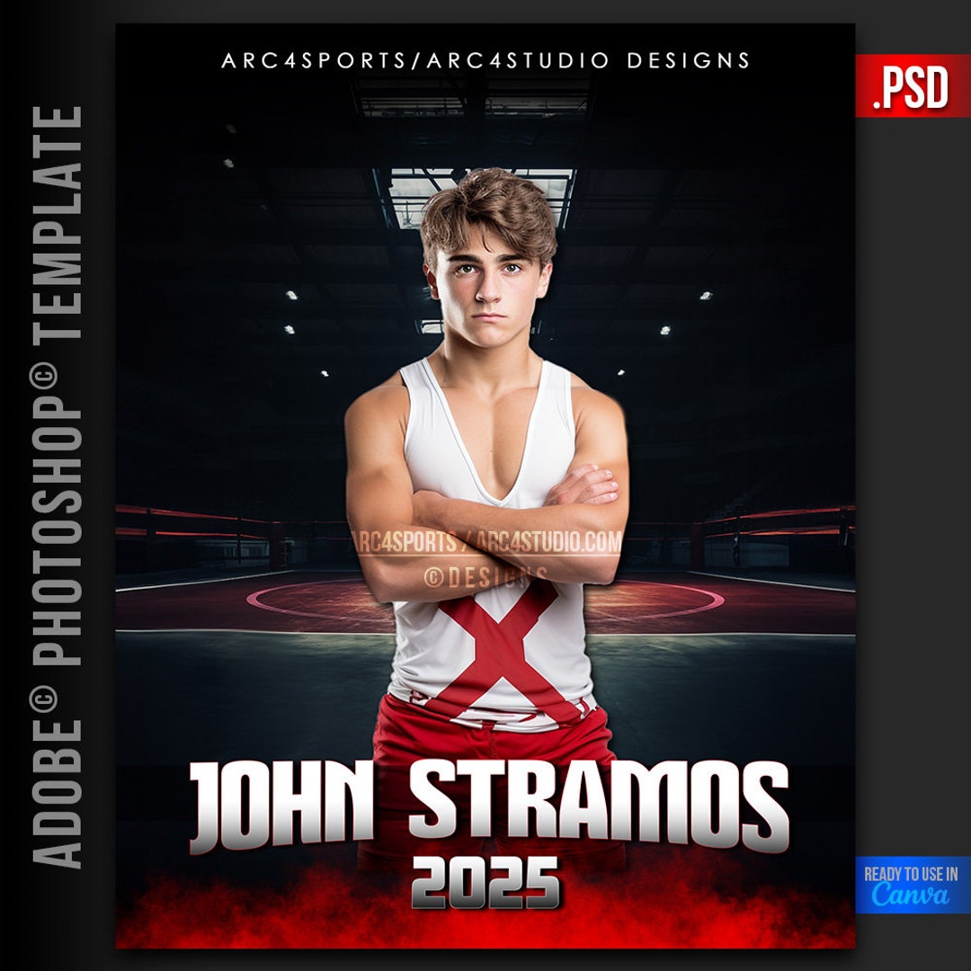 WRESTLING Poster TEMPLATES - Customizable Photoshop 8x10 and 5x7 ...