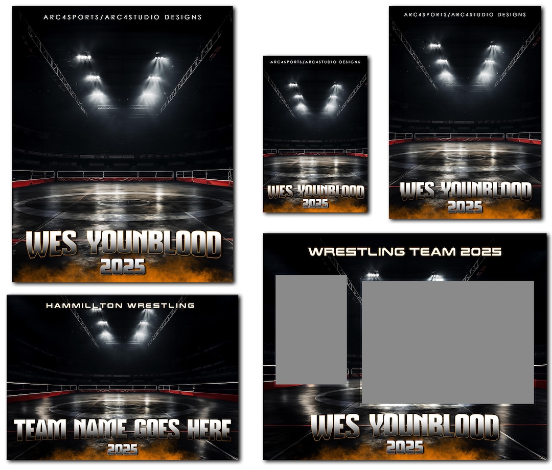 Set of 5 Wrestling Templates - Etsy