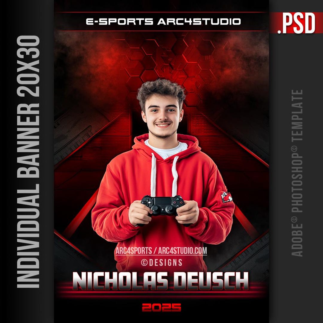 E-sports Banner Template PSD, 20x30 Poster Layout, Gamer Collage Poster ...