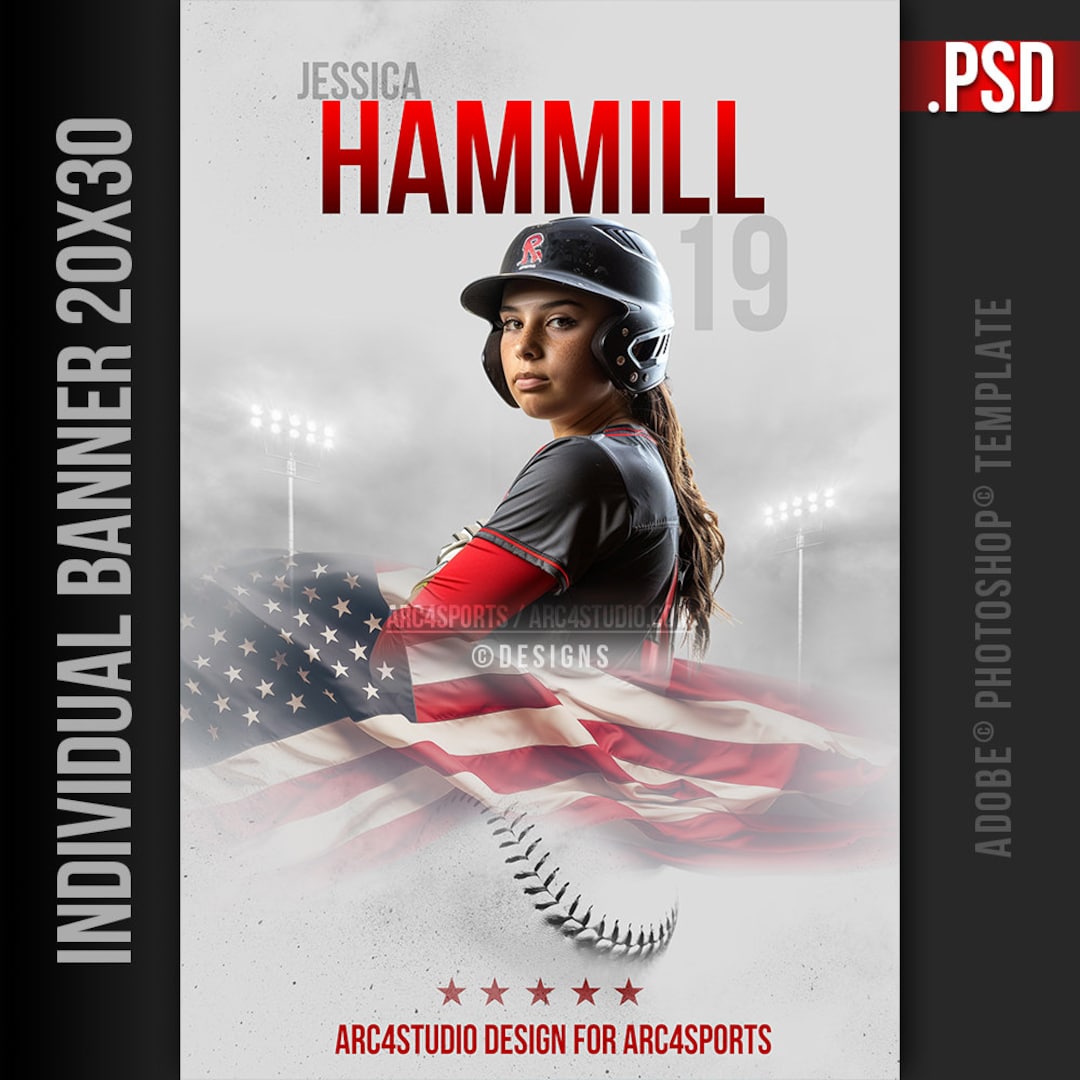 American Flag Sports Banner Template: 20x30 Vertical Design (PSD) - Etsy