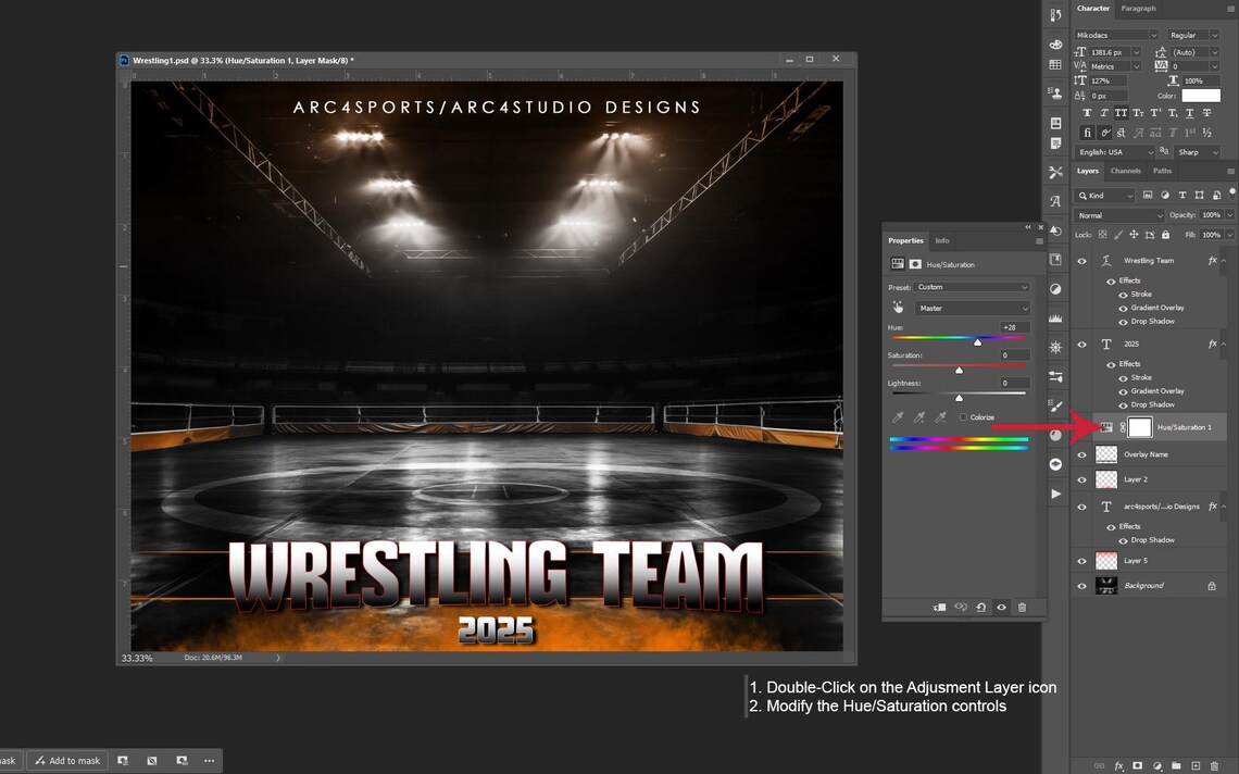 8x10 Horizontal Wrestling Team Layout PSD Template | Customizable ...