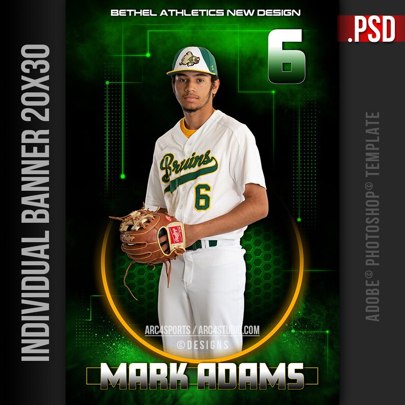 Sports Team Banner Template: 20x30 Collage Layout (PSD) - Etsy