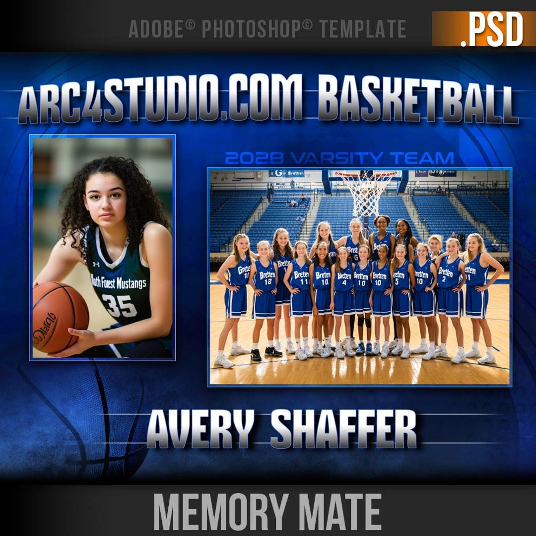 Basketball Memory Mate 8x10 Template | Customizable PSD With Photo ...