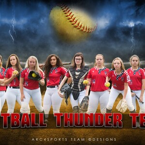 Softball THUNDER LIGHTNING Horizontal Digital Backgrounds - Etsy