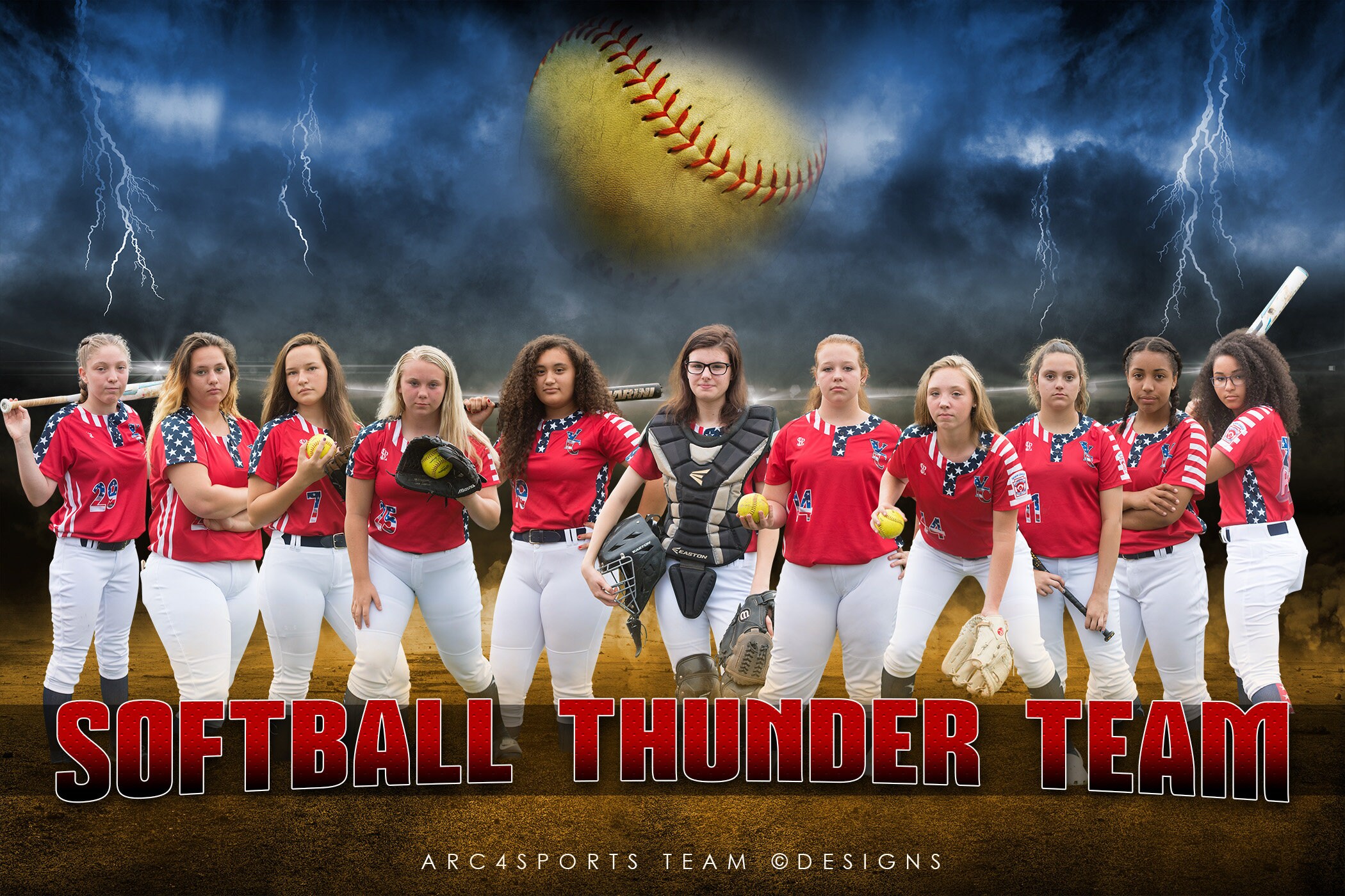 Softball THUNDER LIGHTNING Horizontal Digital Backgrounds - Etsy