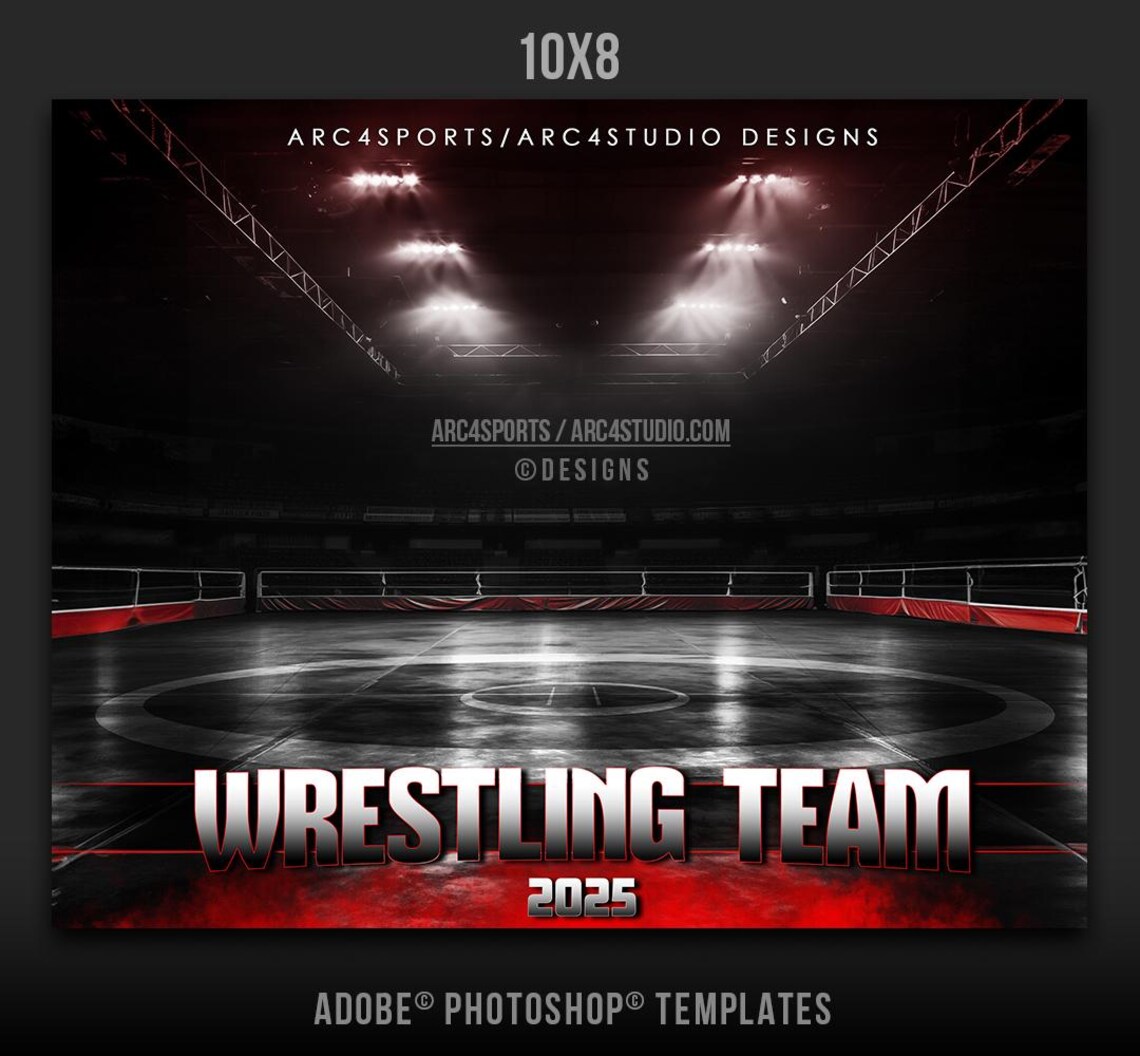 8x10 Horizontal Wrestling Team Layout PSD Template | Customizable ...