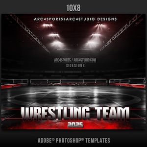 8x10 Horizontal Wrestling Team Layout PSD Template | Customizable ...