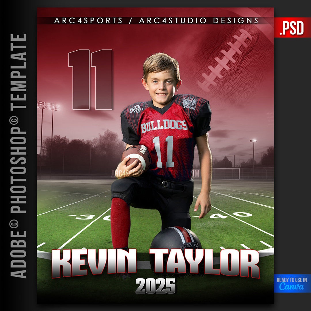 Custom Football Poster Template: 8x10, 5x7 (PSD, Canva) - Etsy UK