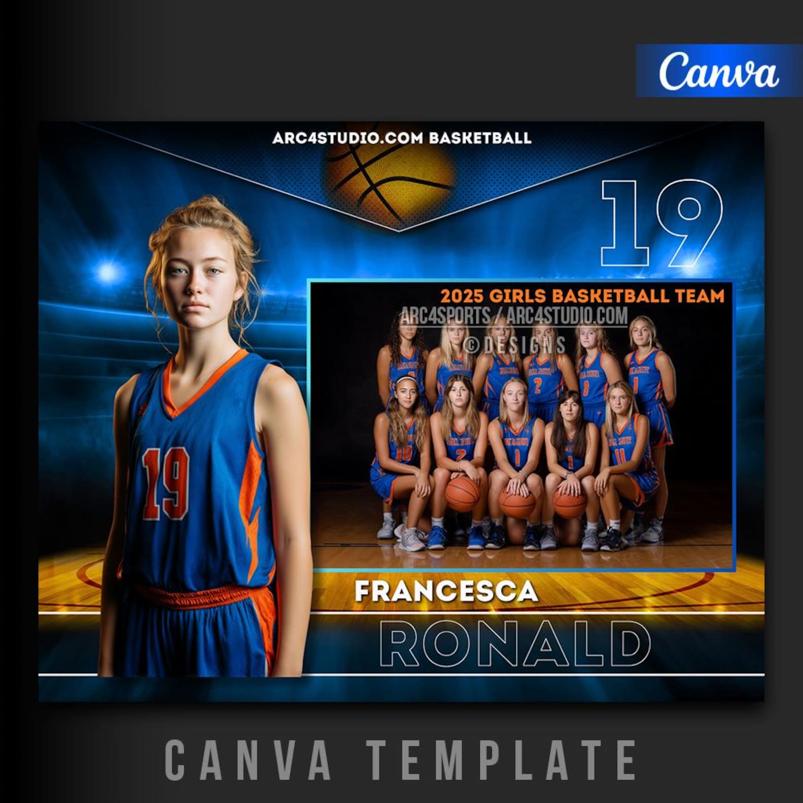 Basketball Memory Mate Canva Template Arena Style Team and Player Photo ...