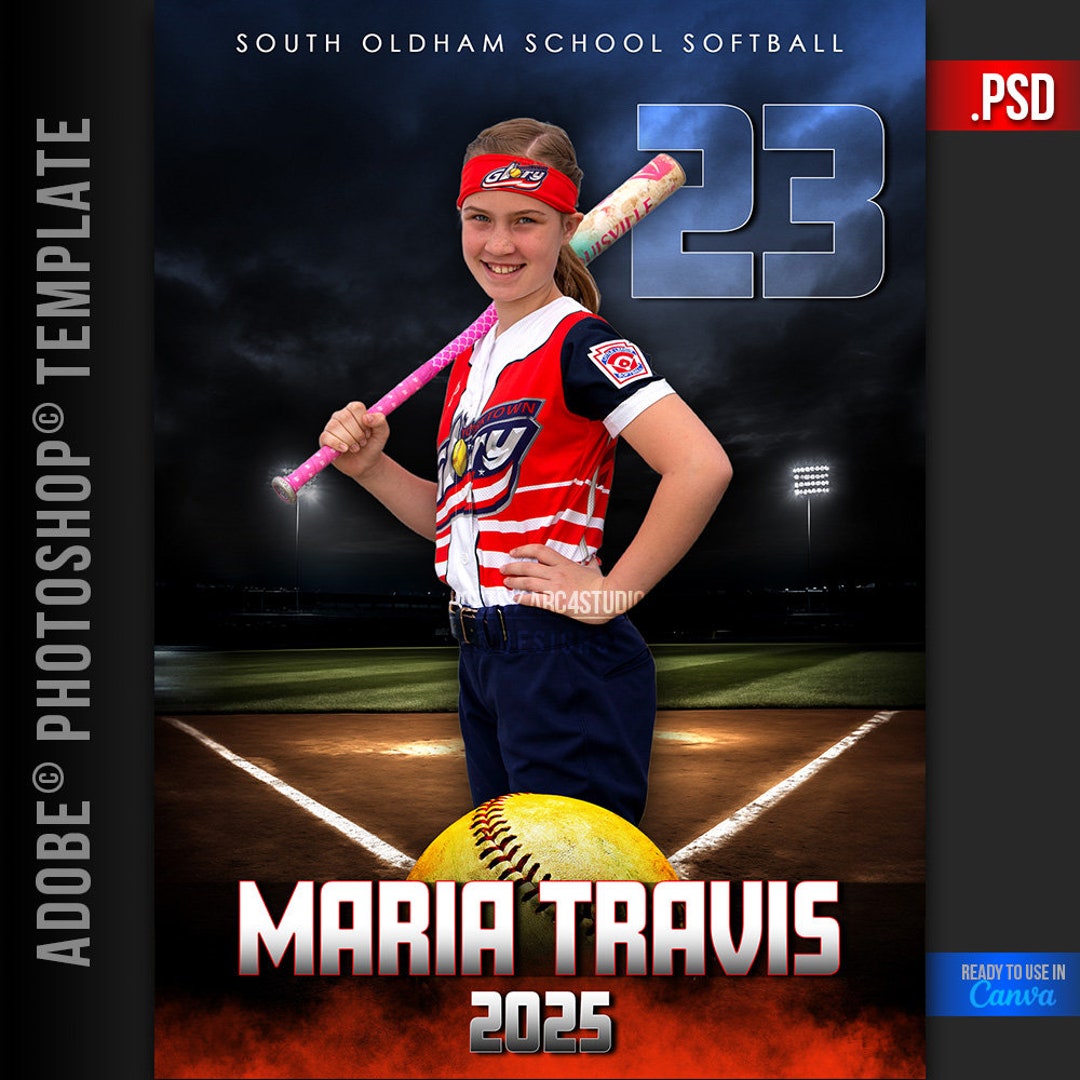 SOFTBALL Layered TEMPLATES - Custom 8x10 and 5x7 Posters Ready for ...