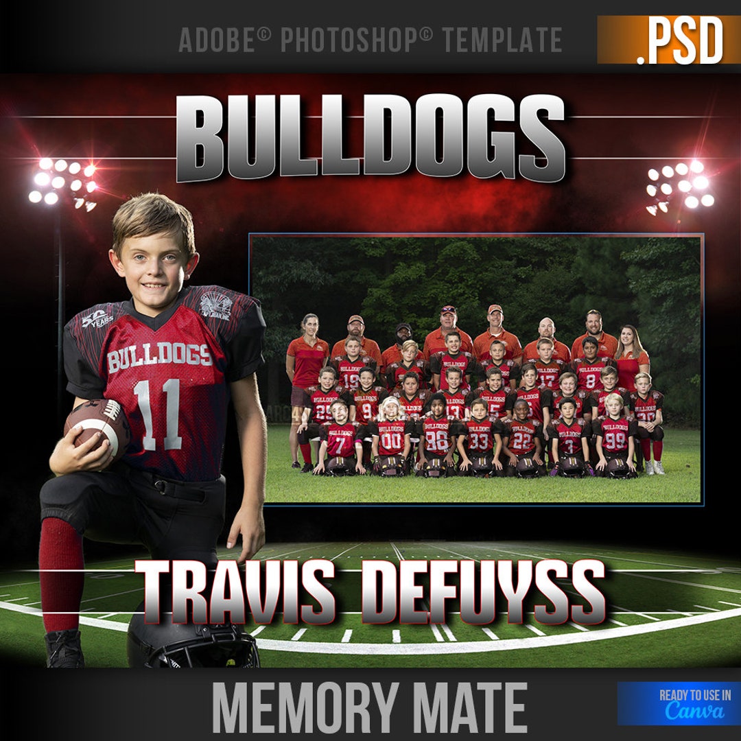 Football Memory Mate Template, 8x10 in Photoshop Layered Format, Ready ...