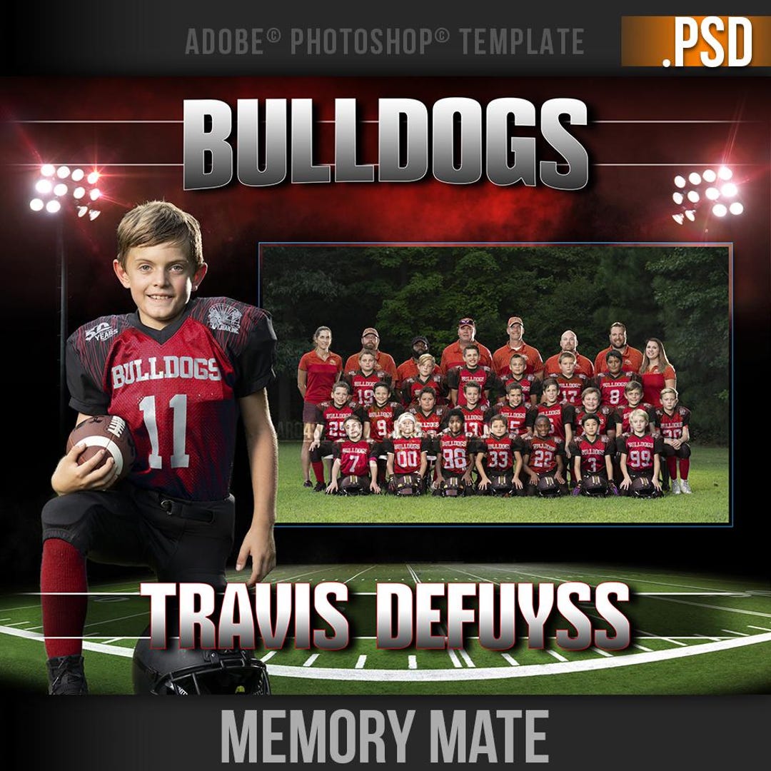 Football Memory Mate Template, 8x10 in Photoshop Layered Format ...