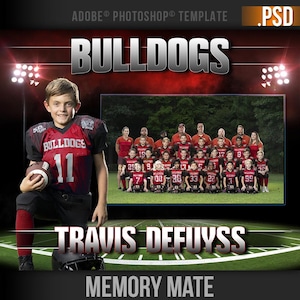 Football Memory Mate Template, 8x10 in Photoshop Layered Format ...