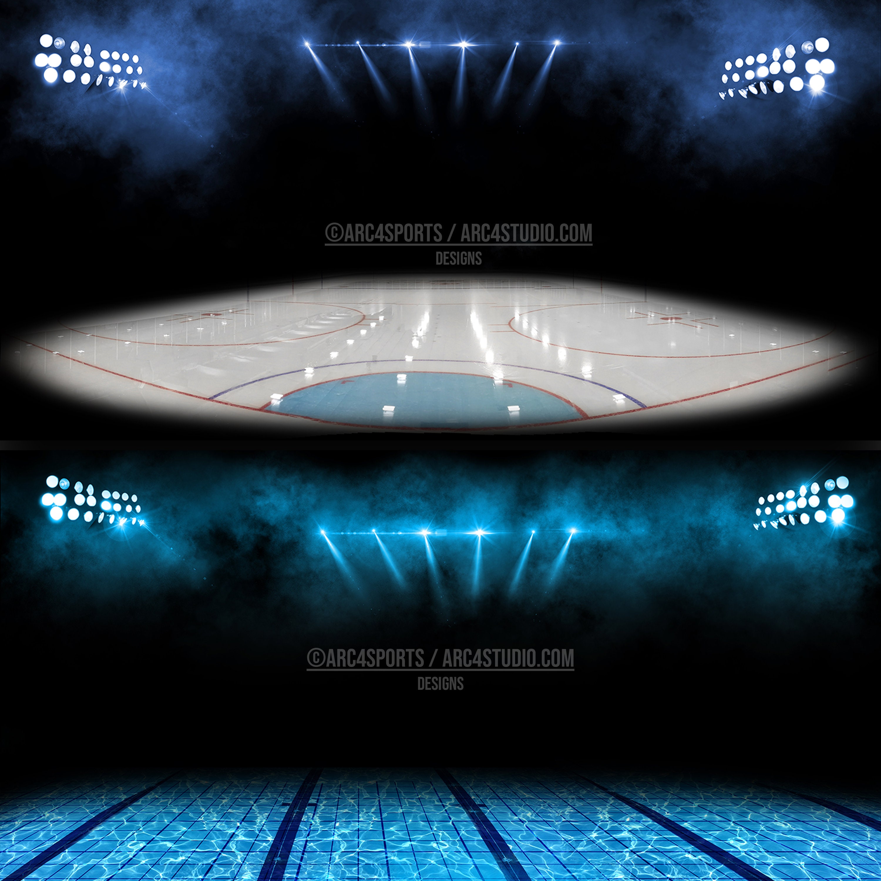 Sports Arena Backgrounds: Hockey, Basketball, Swimming (JPEG Digital ...